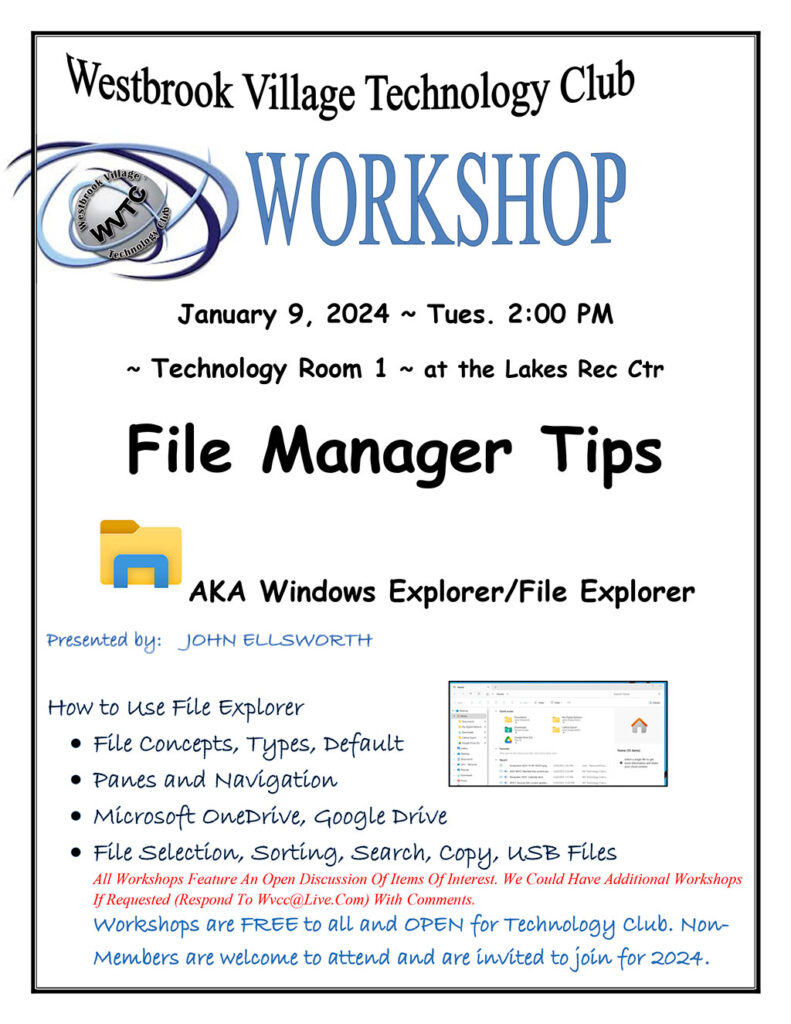 Tech Talk -Windows-File Manager Tips - Westbrook Village Association